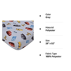 Disney Cars Fitted Crib Sheet 100% Soft Breathable Microfiber, Baby Sheet, Fits Standard Size Crib Mattress 28in x 52in, Gray