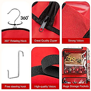 Woodoulogy Hanging Gift Wrapping Paper Storage, 48x24 Extra Large Double-Sided Christmas Wrap Bag Container, Oxford Dual-Side Craft Roll Organizer, Present Wrap Holder for Bedroom Closet, Door