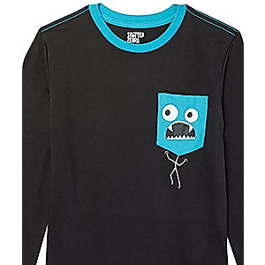 Amazon Essentials Boys' Long-Sleeve T-Shirts, Pack of 5, Monsters/Multicolor/Stripe, Medium