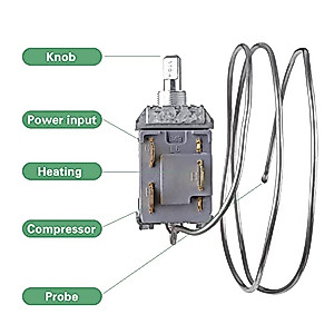 Mini Fridge Thermostat, 3 Pin Screw Mount Universal WDF-18 Refrigerator Thermostat 250V Compatible with 110V 4(6) A 50/60Hz Three Quality certifications Fridge Thermostat Controller