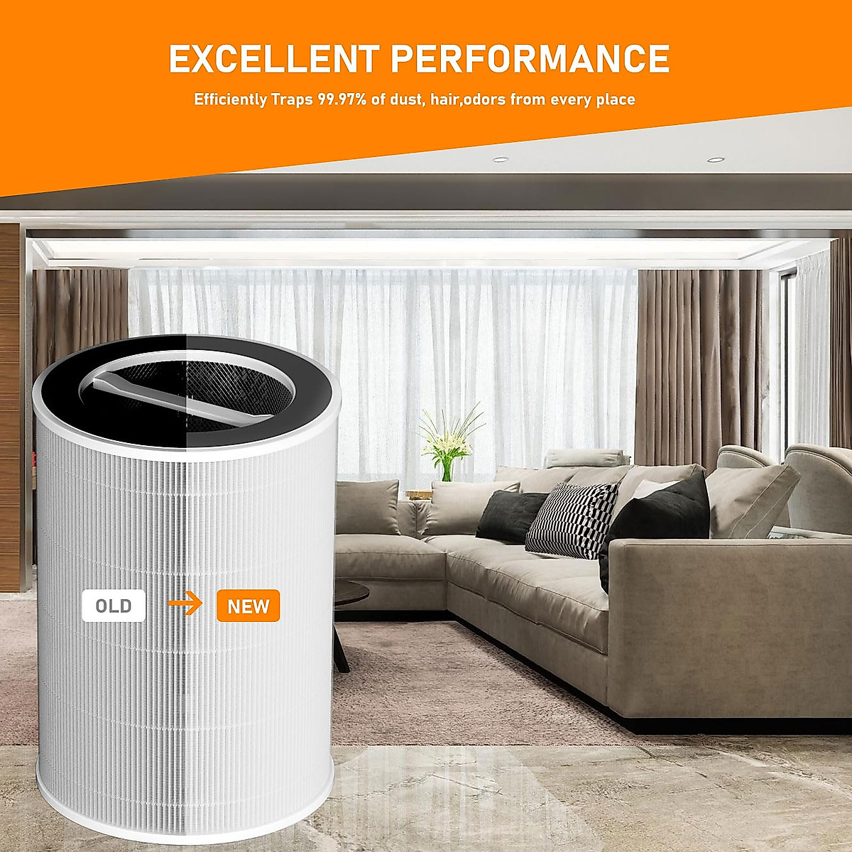 Skymechy Smart HEPA Filter Replacement Compatible with WYZE Smart Air Cleaner Purifier, 3-in-1 True HEPA and Activated Carbon Air Filter, 2 Pack