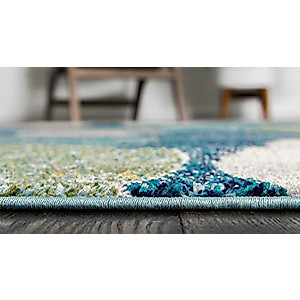 Unique Loom Chromatic Collection Modern Bokeh & Vibrant Abstract Area Rug for Any Home Décor, 8 ft x 10 ft, Navy Blue/Beige