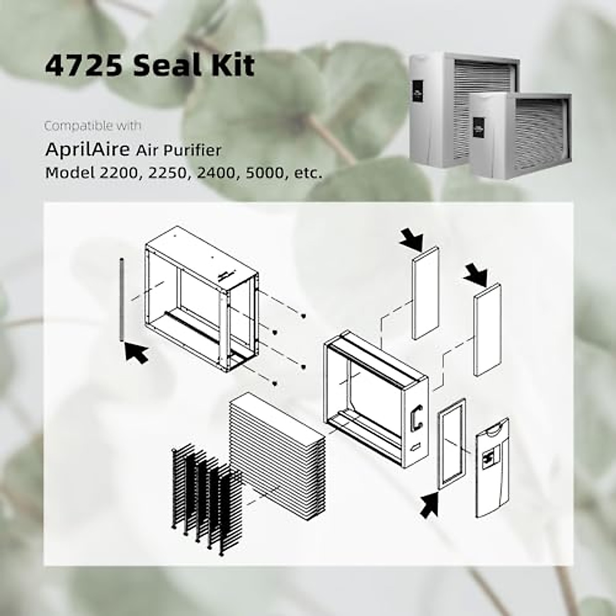 Rolkely 4725 Seal Kit, 4725 Door Seal Kit Compatible with Aprilaire 4725 Seal Kit, Fit for Aprilaire and Space-Gard Air Purifier Model 2200, 2250, 2400, 5000, etc, Replaces for Aprilaire 4345 and 4233