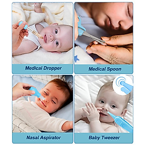 Baby Healthcare and Grooming Kit, Electric Safety Nail Trimmer Baby Nursery Kit, Newborn Care Kits with Hair Brush Comb for Newborn Infant Toddlers Baby Boys Girls Kids, Baby Shower Gifts (Blue)