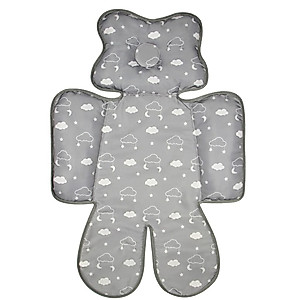 KAKIBLIN Toddler Head Body Support Pillow, Baby Seat Pad for Car Seat, Stroller cushion for Baby, (Grey Clouds)
