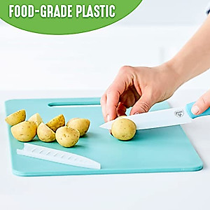 GreenLife 2 Piece Cutting Board Kitchen Set, Dishwasher Safe, Extra Durable, Turquoise, 13.6 x 9.5 x 0.4 inches