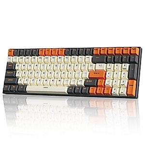 RK ROYAL KLUDGE RK100 2.4G Wireless/Bluetooth/Wired RGB Mechanical Keyboard, 100 Keys 3 Modes Connectable Hot Swappable Brown Switch Gaming Keyboard for Win/Mac