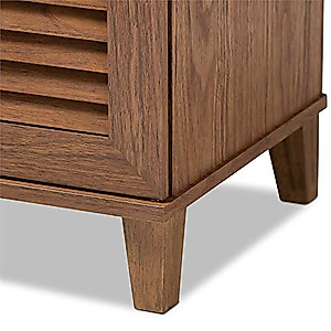 Baxton Studio Coolidge Modern and Contemporary Walnut Finished 4-Shelf Wood Shoe Storage Cabinet