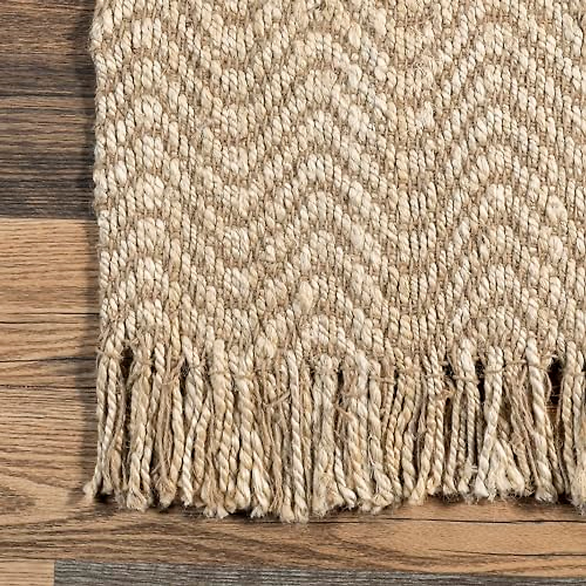 nuLOOM Don Chevron Jute Tasseled Accent Rug, 3' x 5', Off-white, Rectangular, 0.35" Thick