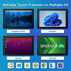 SunFounder Latest 10 Inch DIY Touch Screen for Raspberry Pi 5, IPS HD 1280x800 LCD, HDMI, DC 12V/5A, Output 5V/5A, 10-Point Touch, No Driver, Dual Speakers, 16:10, Compatible with RPi 5/4/3/Zero 2W