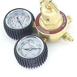 RX WELD Nitrogen Regulator with 0-600 PSI Delivery Pressure Equipment Brass Inlet Outlet Connection Gauges,Great for HVAC Purging, Brazing and Soldering
