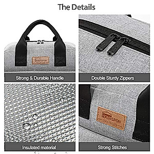 HOMESPON Insulated Lunch Bag for Women Men Lunch Box Cooler Lunch Tote for Work Picnic (Grey)
