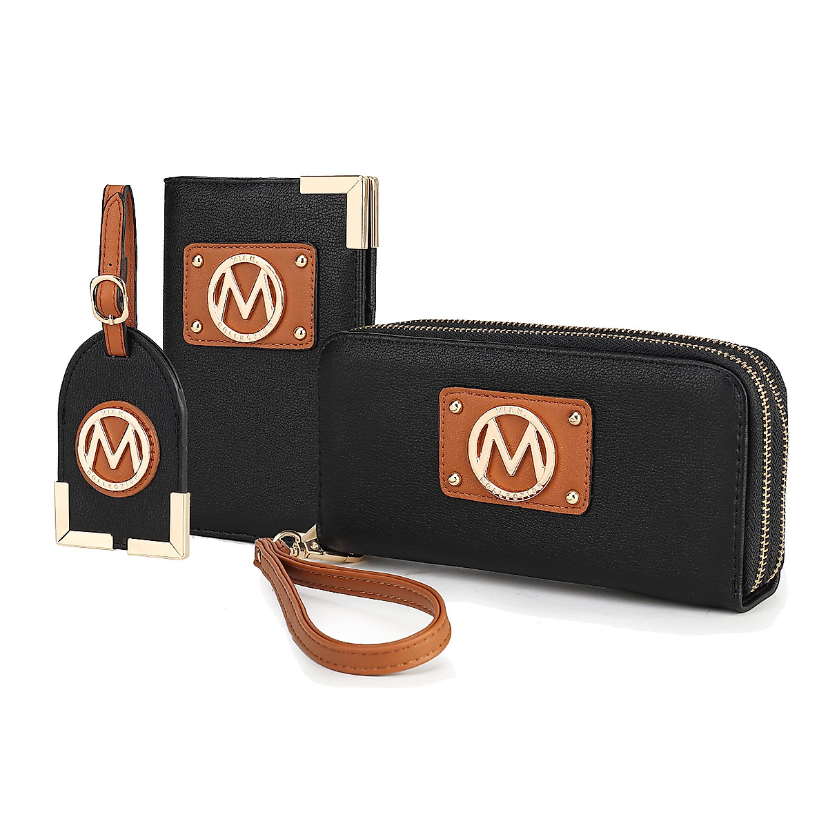 MKF Collection Women's Travel Gift 3 Piece Set - Wristlet Wallet -Passport Holder - Luggage Name Hang Tag