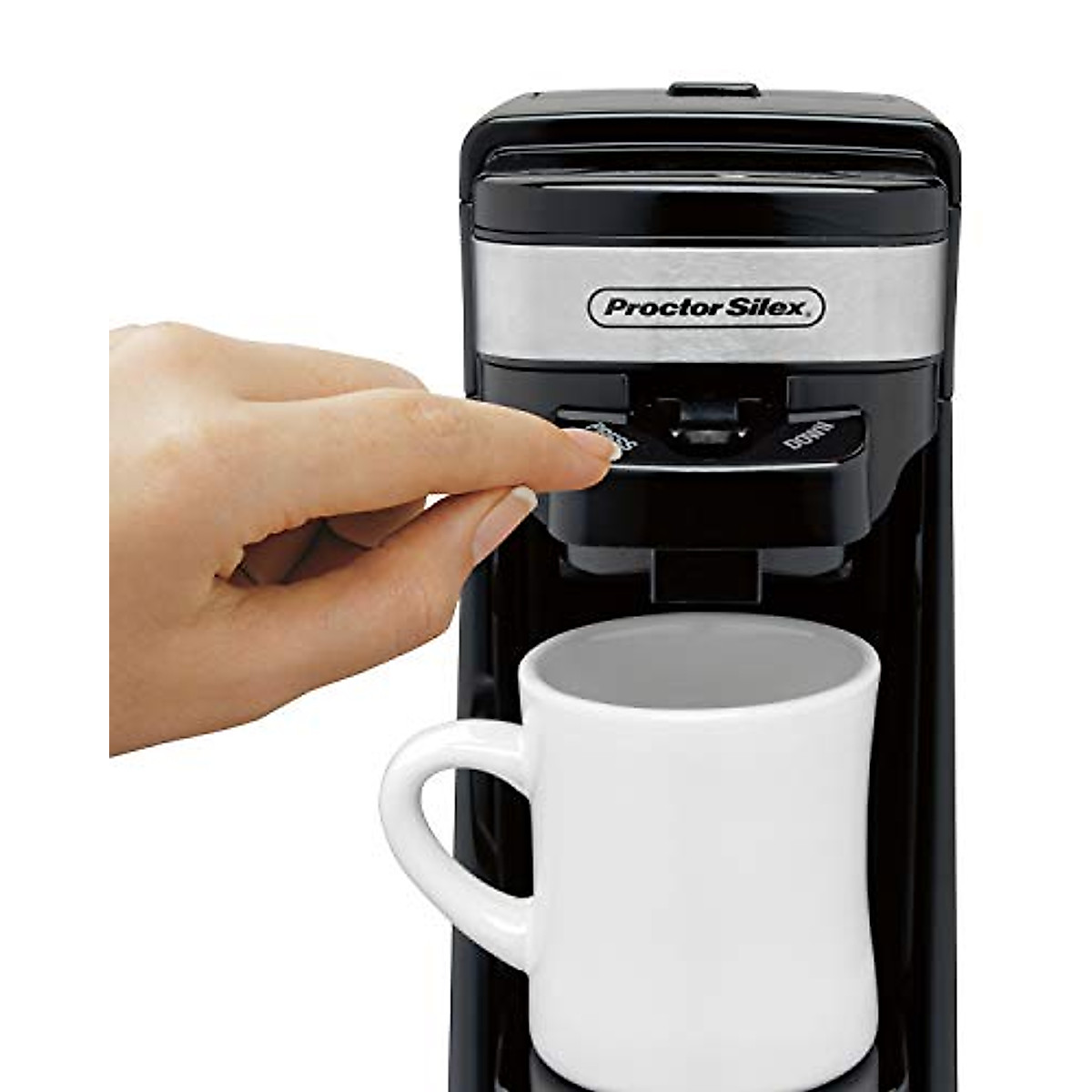 Proctor Silex Single Serve Coffee Maker, Compatible with K-Cup Pods or Grounds, Fits a Travel Mug (49969), 14 ounces