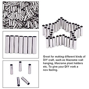 PH PandaHall 500pcs 10mm Stainless Steel Tube Beads Straight Spacer Beads Smooth Tube Loose Beads Connector Findings for Bracelets Necklaces Crafts Jewelry Making, 2mm Hole