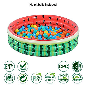 Kiddie Pool, Watermelon 3 Ring Inflatable Pool for Kids, Ideal Water Pool in Summer, 45 Inches Inflatable Swimming Pool, for Ages 3+