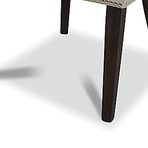 CHITA Farmhouse Dining Chairs with Nailhead Trim, Fabric High Back upholstered Chairs, Dining Room Chairs Set of 2,Linen