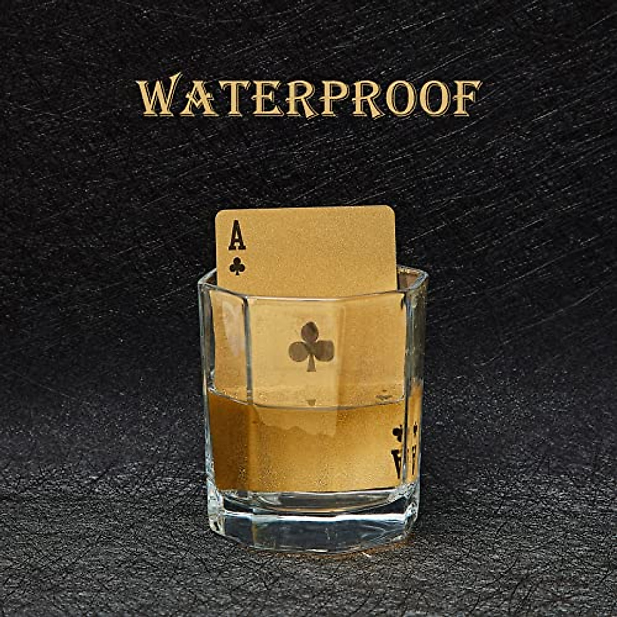 2 Decks Playing Card Waterproof Poker Cards Plastic PET Poker Card Novelty Poker Game Tools for Family Game Party (Black and Gold)