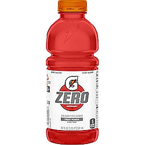 (8 Count) Gatorade G Zero Thirst Quencher, Fruit Punch, 20 fl oz
