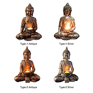 MOOUS Meditating Buddha Candle Holder Meditating Buddha Tea Light Holder Buddha Statue Candle Holder for Terrace Garden Home Decor Home Aromatherapy Accessory
