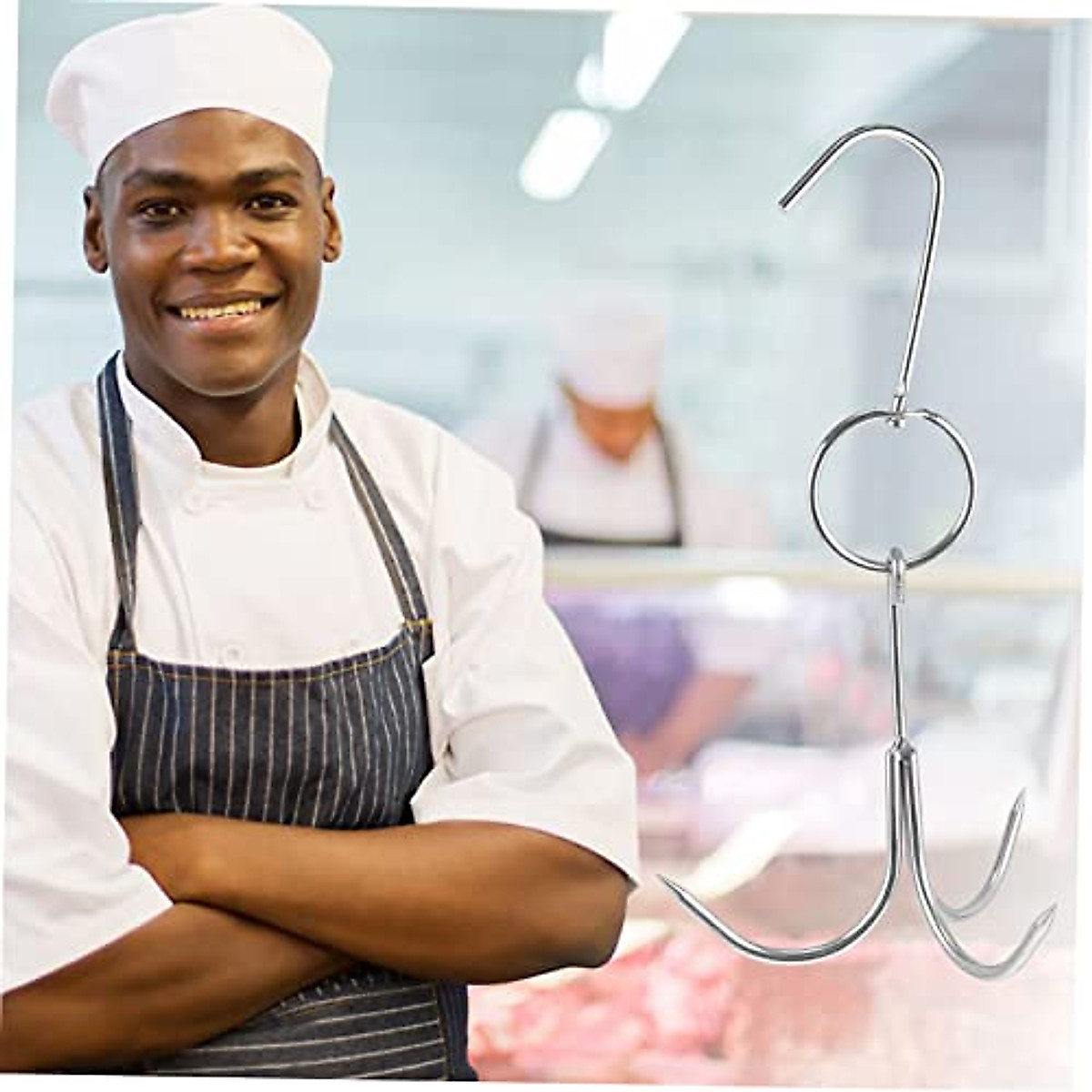 Levemolo 1pc Poultry Ham Practical Hanger S- Mutton Cooking Three Drying Useful for Use Kitchen Duck Hams Style Tools Prong Hook Home Shop Meat Grill Smoker Garden Professional Butcher