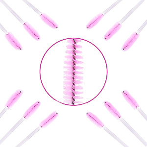 AKStore 200 PCS Disposable Eyelash Brushes Mascara Wands Eye Lash Eyebrow Applicator Cosmetic Makeup Brush Tool Kits (White-Pink)