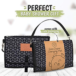 Portable Diaper Changing Pad - Waterproof Travel Changing Mat for Baby, Foldable Baby Diaper Clutch, Detachable Baby Travel Diaper Mat for Diaper Changing Station, Diaper Change Mat (Black Geo)