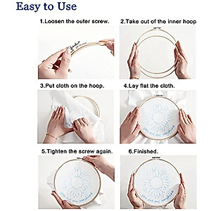 Armindou 3 Sets Embroidery Starter Kits with Sunflower Pattern for Adults Beginners, Floral Stamped Cross Stitch Kit Hand DIY Needlepoint Kit, 3 Embroidery Hoops, 3 Embroidery Fabric, Needles, Threads