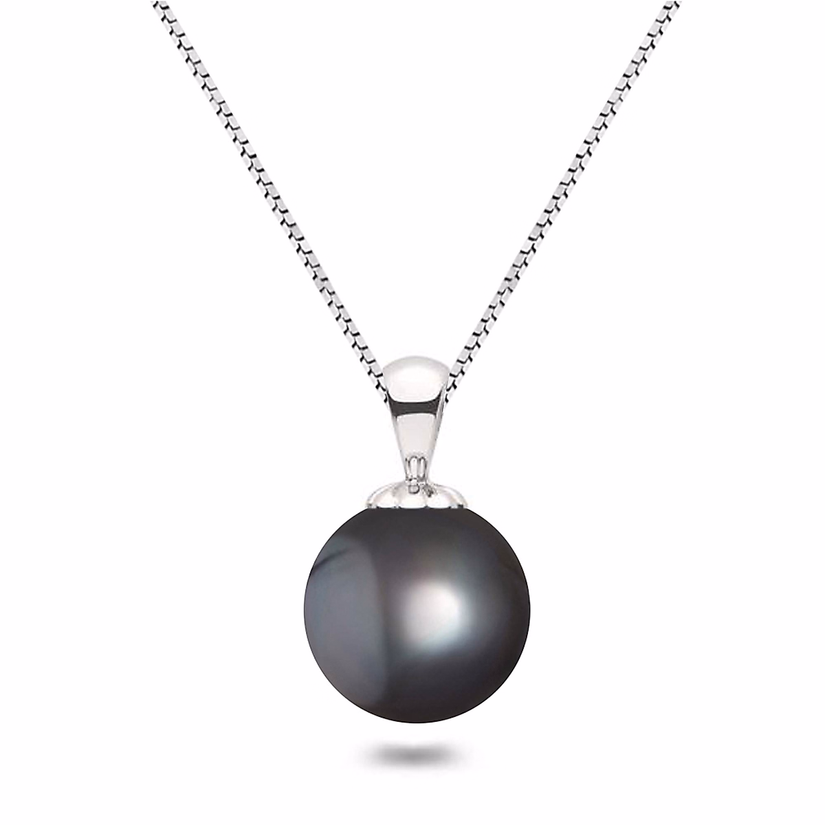 Orien Jewelry Japanese Freshwater Cultured Pearl Pendant Necklace AAAA Graded 6mm Black Color Necklace Pendant with Sterling Silver Setting and Matching 18 Inch Chain