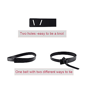 CHIC DIARY Women Fashion Knot Belt for Dress Jeans PU Leather Tie Waist Belt No Buckle Cinch Belt (Black)