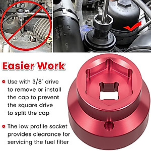 Fuel Filter/Oil Filter Socket 24mm / 36mm Reversible Fuel Filter Cap Remover and Installer Assistant for 2003-2010 6.0L / 6.4L Ford Powerstroke Diesel (Red)