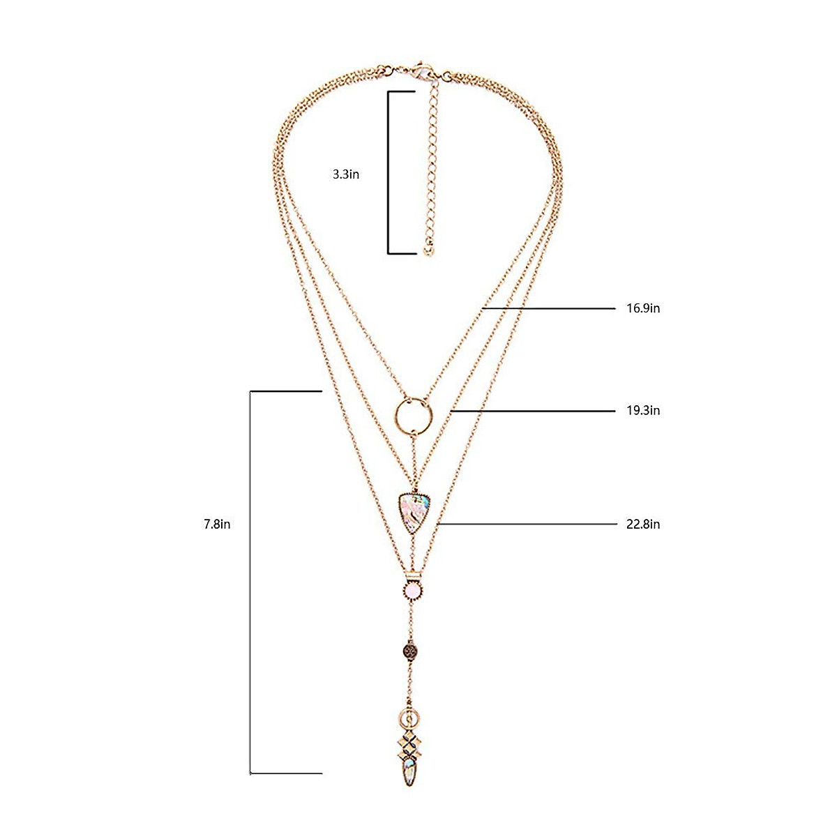 Exquisite Sequins Multilayer Pendant Necklace Multi-layer Bar Pendant Necklace Long Choker Necklace for Women Lady Girl （5）