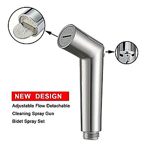 Bidet Sprayer for Toilet,Pressure Adjust Bidet Wand, Double Shut-Off Brass Valve Brushed Nickel