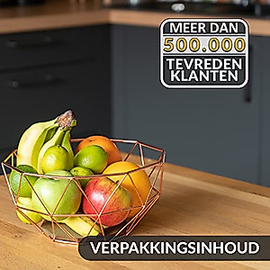 Fruit Bowl for Kitchen Counter - Fruit Basket for Kitchen Countertop - Copper Fruit Bowls Vintage Style - Keeps Fruits and Vegetables Fresh - 10.2 x 4.7 x 5.3 in…