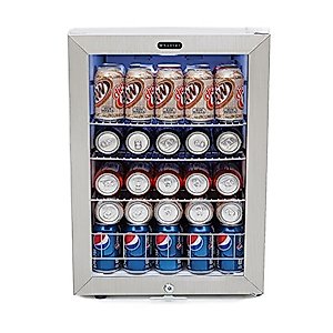 Whynter BR-091WS, 90 Can Capacity Stainless Steel Beverage Refrigerator with Lock, White