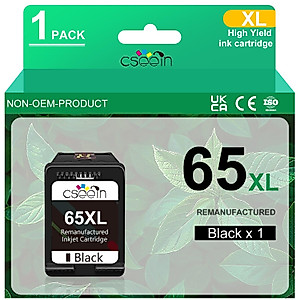 Remanufactured Printer Ink Cartridges for HP Ink 65 XL, Black Inkjet Cartridge for HP Envy 5052 5055 5010 5012 5020 5030 Deskjet 2600 2622 2652 3722 3755 3752 2635 2636 2655 Amp 120 100 Replacement
