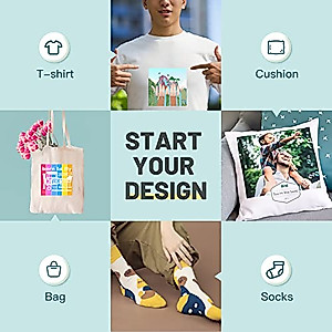 HTVRONT Clear HTV Vinyl for Sublimation, 20 Pack 12" X 12" Matte Sublimation Vinyl for Cotton Fabric, Wash Durable Clear Dye Sub HTV for Light-Colored T Shirts