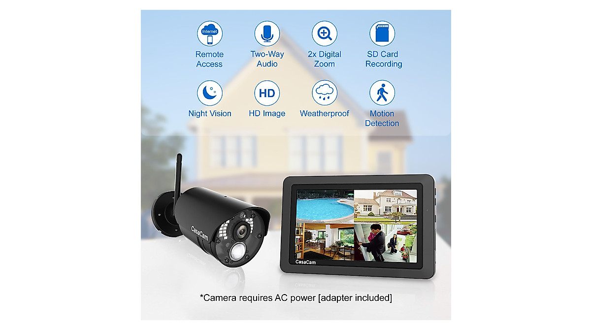 CasaCam VS802 Wireless Security Camera System with 7" Touchscreen