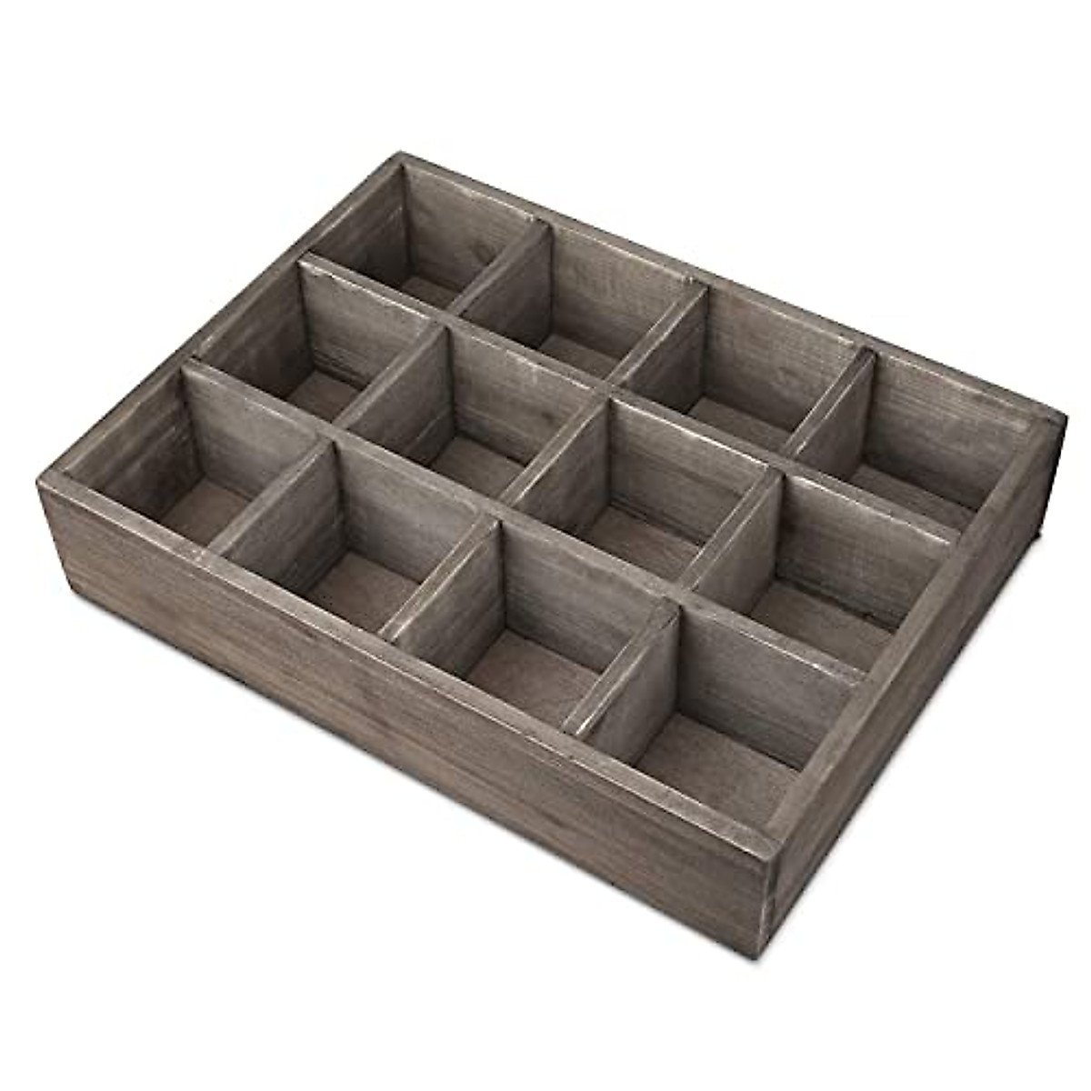 Flexzion Floating Shelf - Brown Wood Wall Mounted Freestanding Shelving Unit Wooden Wall Shelf 12 Compartment Slot Shadow Box, Showcase Display Organizer Shelf Vertical/Horizontal