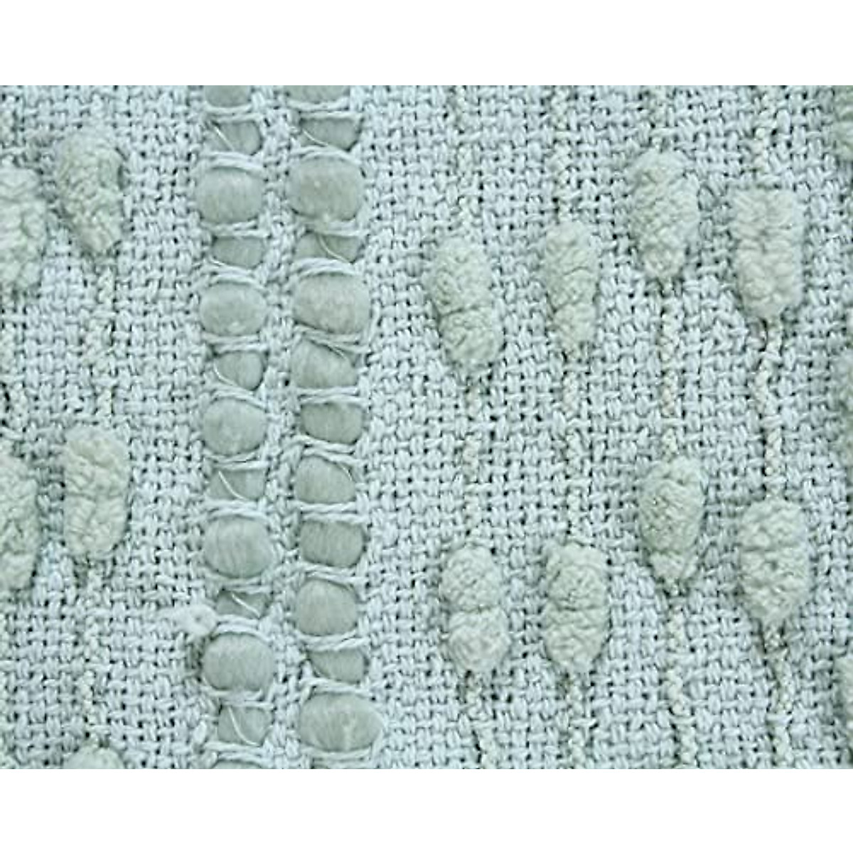 ACCENTHOME Cotton Throw Blanket with Tufted Decorative Design | 50''X60'' Cozy Chenille Knit Lightweight Boho Chic Blankets | Sage Soft Fringe Tassel Blankets for Couch, Bedroom, Living Room Sofa