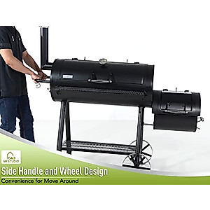MFSTUDIO Heavy Duty X-Large Charcoal Grill Offset Smoker, 942 sq.in. Cooking Area, For Outdoor Camping Family & Friends Gathering, Black