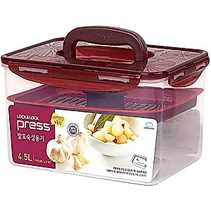 LockandLock Press Plate Leakproof Airtight Pickle Kimchi Container 4.5L / 152oz BPA Free One Handle Clear Body Maintain Fresher Taste