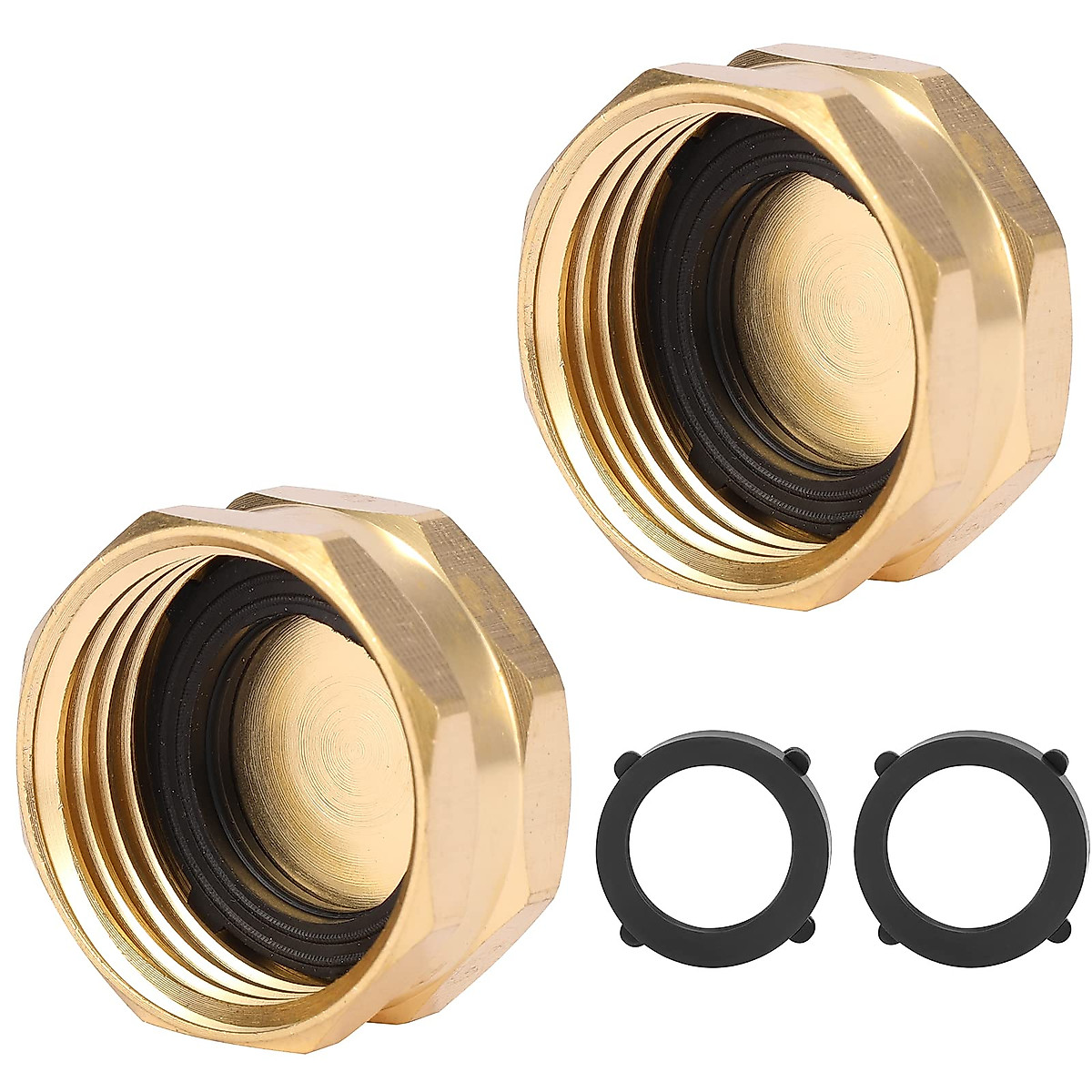 Sanpaint 2 Pack Garden Hose End Caps with Washers, Brass Spigot Cap, 3/4" Female End Cap