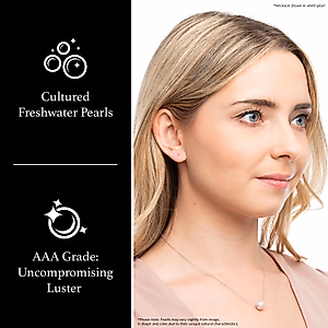 SPLENDID PEARLS Freshwater Single Pearl Necklace for Women with 17" Sterling Silver Chain | Real Pearl 10-11mm Pendant Necklace