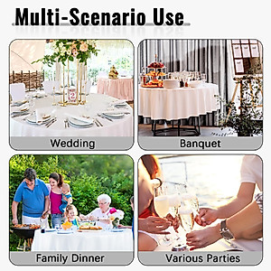 Colemoly Round Tablecloth Disposable 14-Pack 84 inches White Round Plastic Table Cloth for Weddings & Parties,Indoors & Outdoors