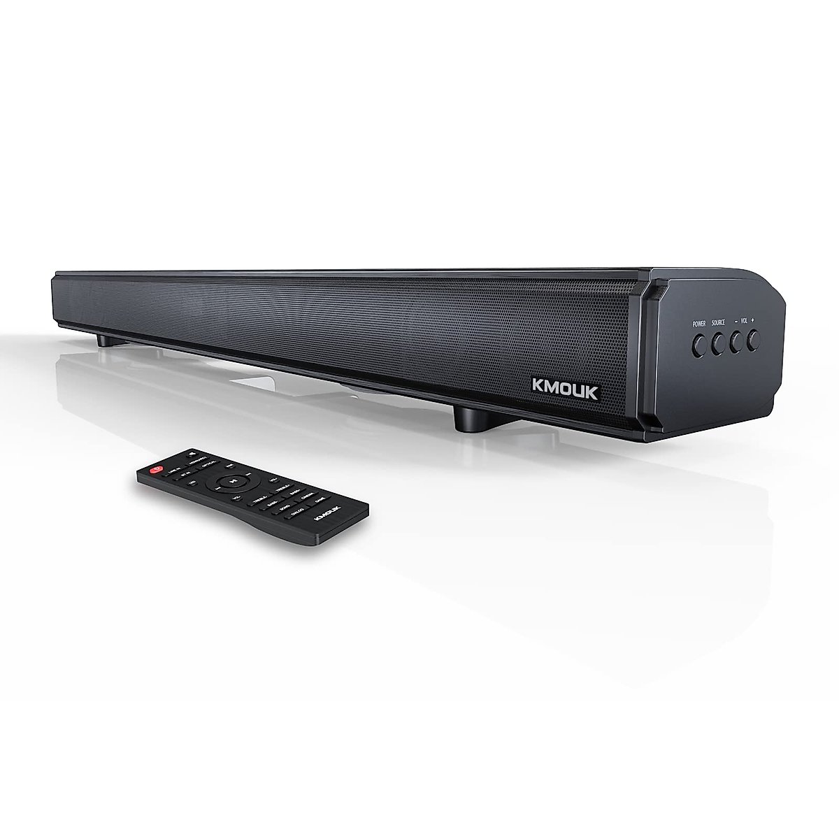 Sound Bars for TV, KMOUK Sound Bar with Built-in Dual Subwoofers, Soundbar with 6 Speakers, 4 Equalizer Mode Bluetooth 5.0, HDMI ARC/Optical/AUX Connection, 100W Soundbar 2.1 with Bass