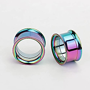 KUBOOZ 12pcs Set Colorful Stainless Steel Screwed MIX Ear Plugs Tunnels Gauges Stretcher Piercings 9/16"