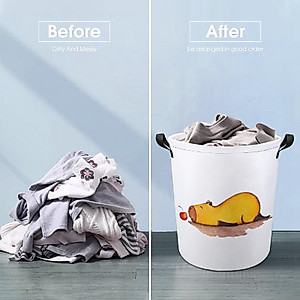 FISNAE Cute Cartoon Yellow Capybara Waterproof Laundry Basket, Foldable Storage Basket Nursery Hamper,laundry Hampers with Handle for Children's Room And Toy Storage