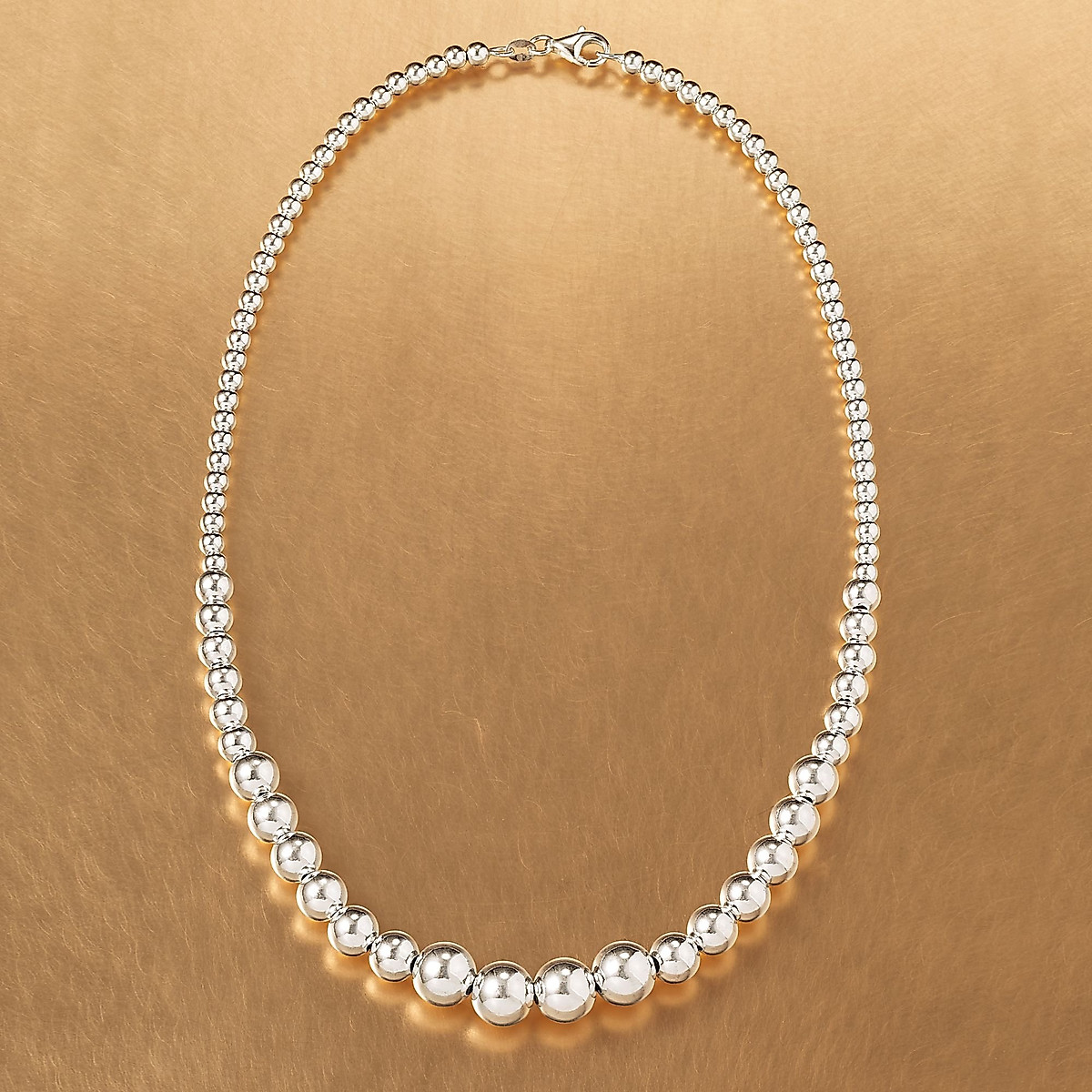 Ross-Simons Italian 4-10mm Sterling Silver Bead Graduated Necklace. 20 inches