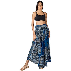 Joob Joob Long Boho Skirts for Women - Bohemian Hippie Maxi Summer Skirt Blue